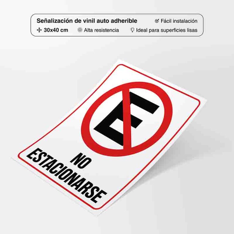 letrero de no estacionarse 30x40 señalamiento autoadherible | SuperCreativa